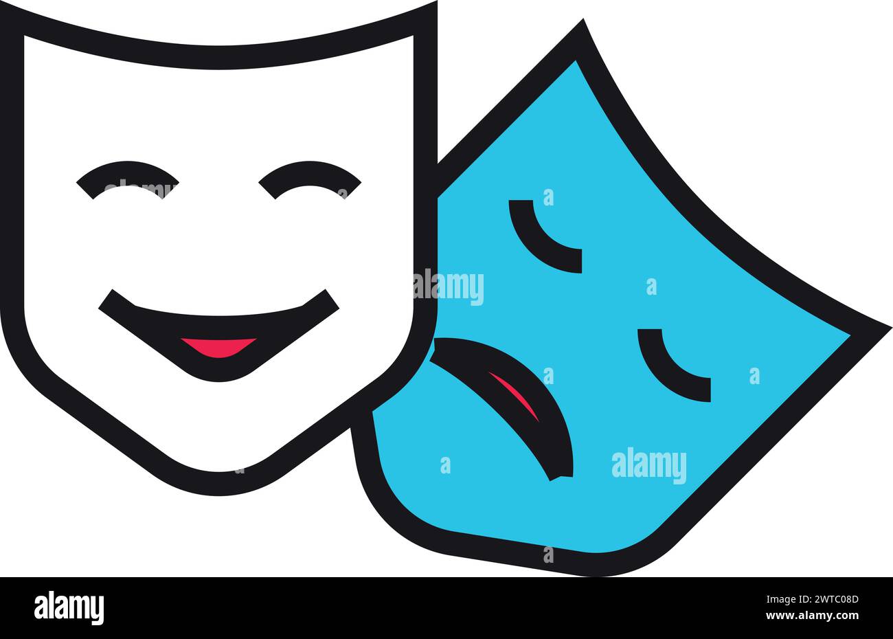 Theater masks symbol. Tragedy and comedy color icon Stock Vector Image ...