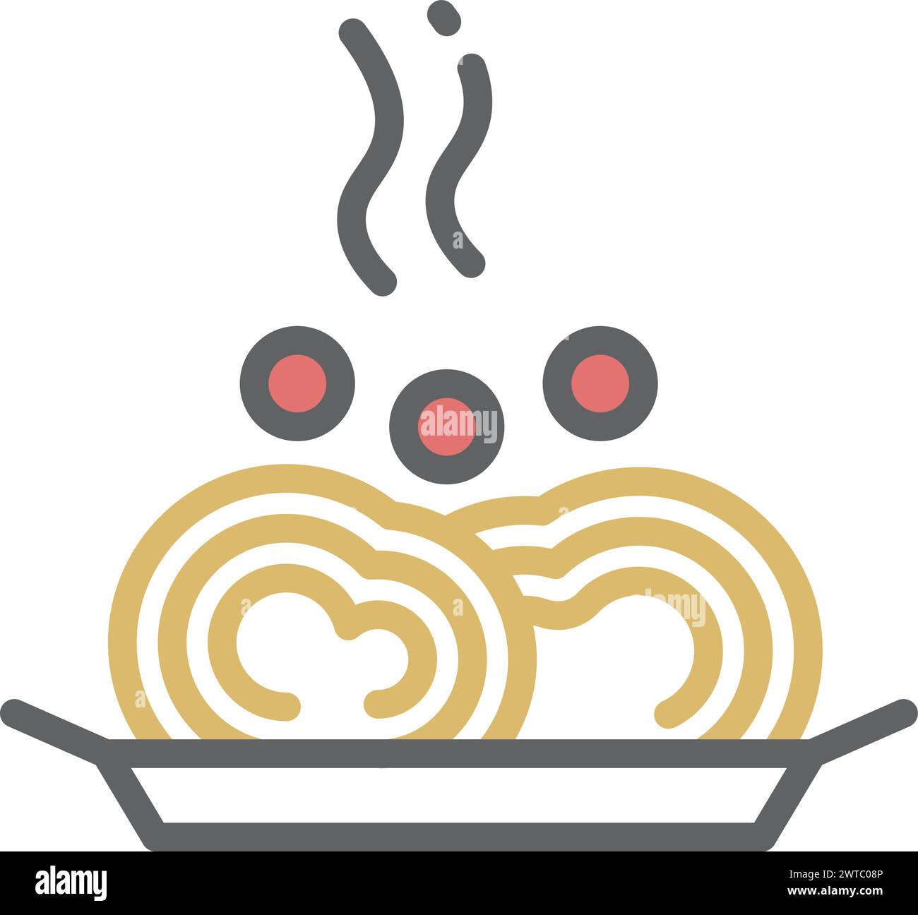 Pasta icon. Traditional italian dish. Hot spaghetti Stock Vector Image ...