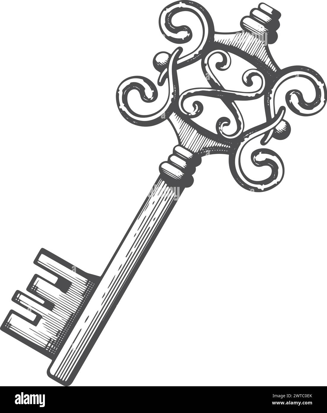 Skeleton Key And Lock Drawing