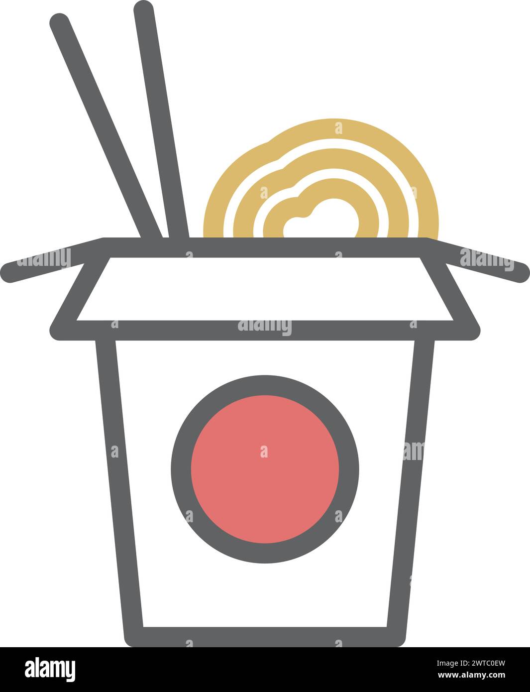 Asian noodles in takeaway paper box. Fast food icon Stock Vector Image ...