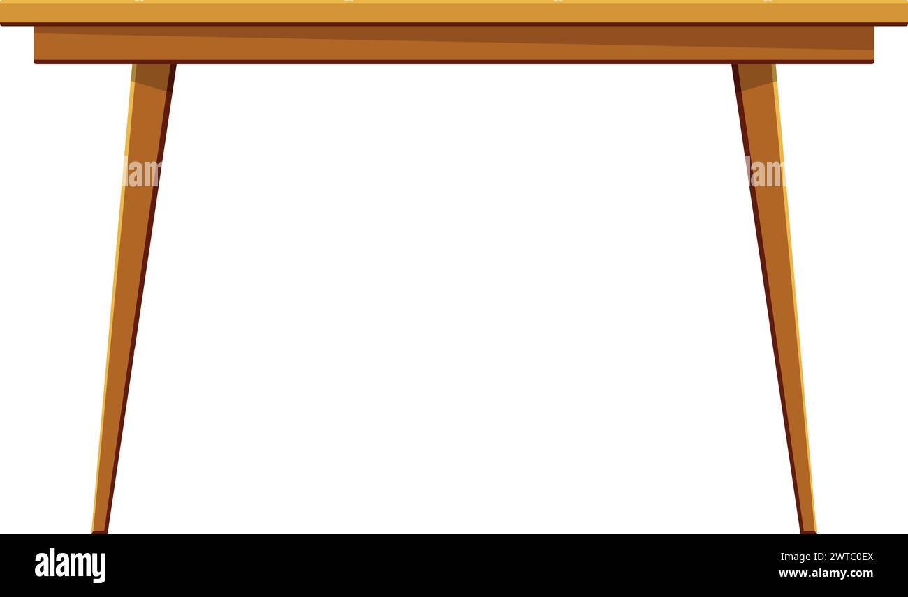 Wooden table. Cartoon kitchen dinner furniture icon Stock Vector Image ...