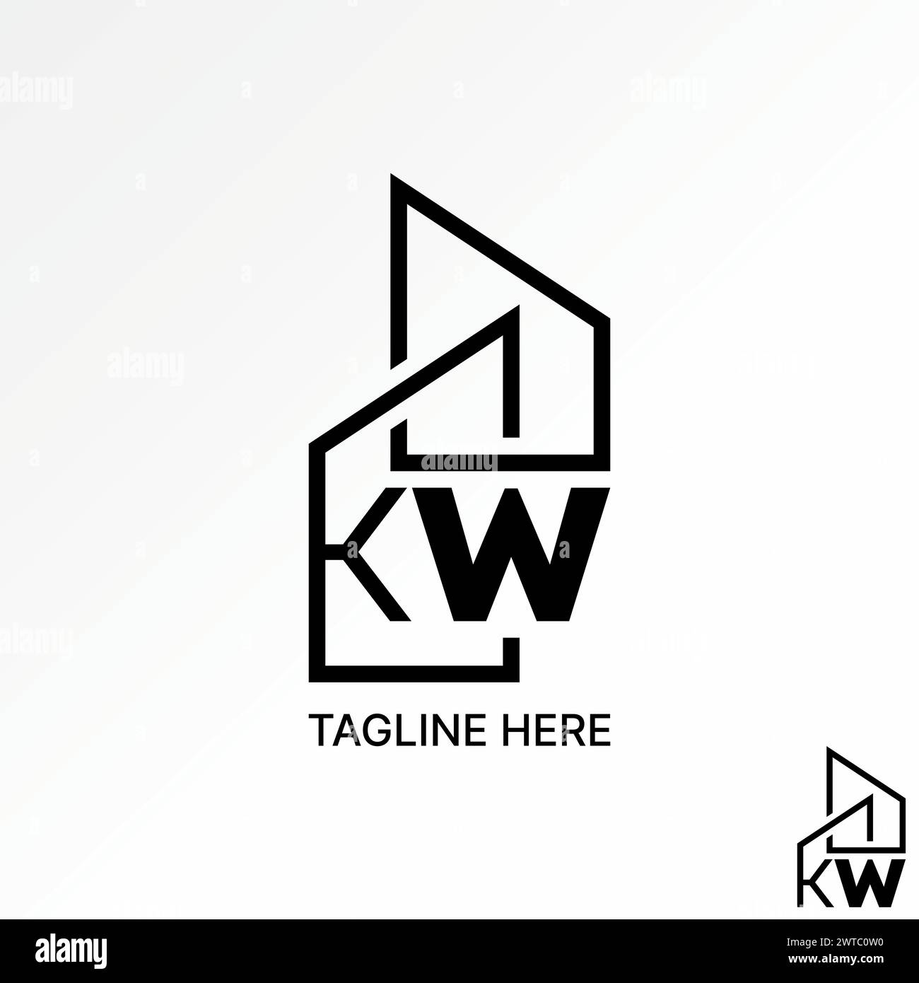 Logo design graphic concept creative premium vector stock abstract sign icon initial letter KW ...