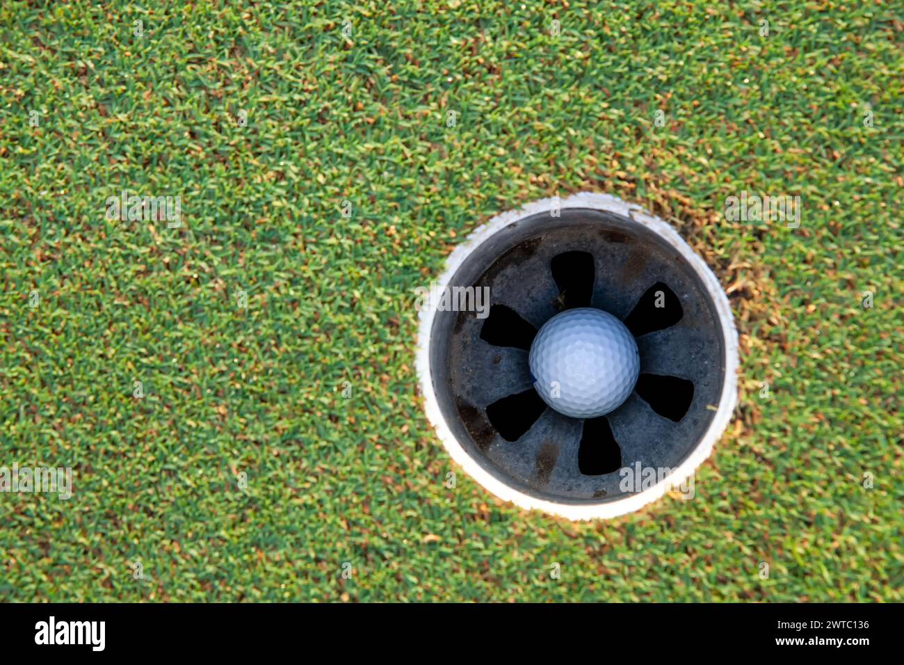 Golf ball in the hole Stock Photo - Alamy