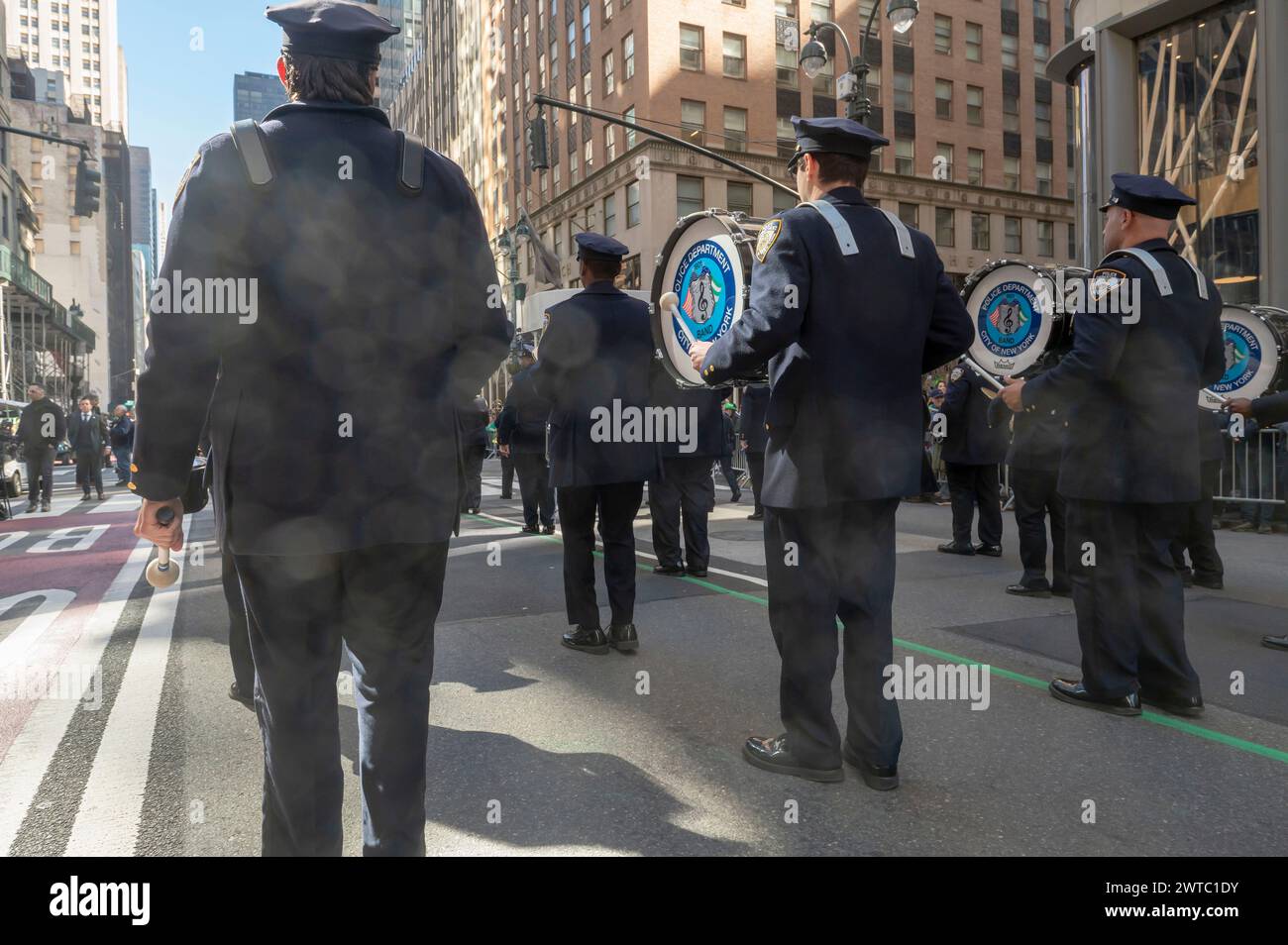 New York Police Department Police Band march in the St. Patrick's Day ...