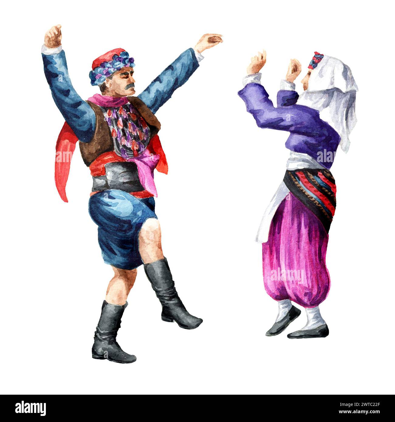 Couple of dancers in national costumes dancing Turkish Ottoman ...