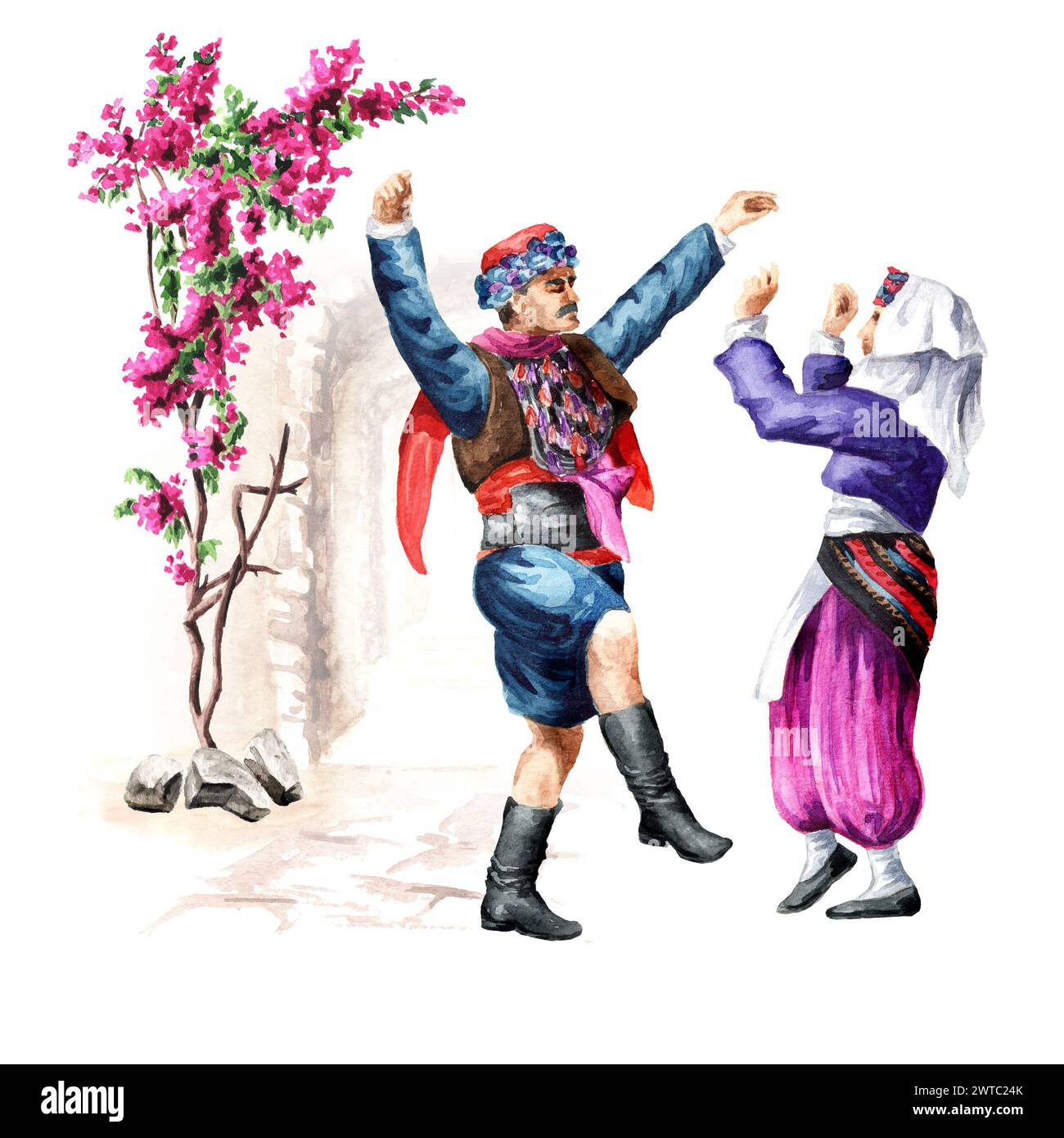 Couple of dancers in national costumes dancing Turkish Ottoman ...