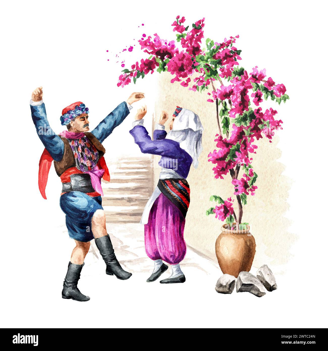 Couple of dancers in national costumes dancing Turkish Ottoman ...