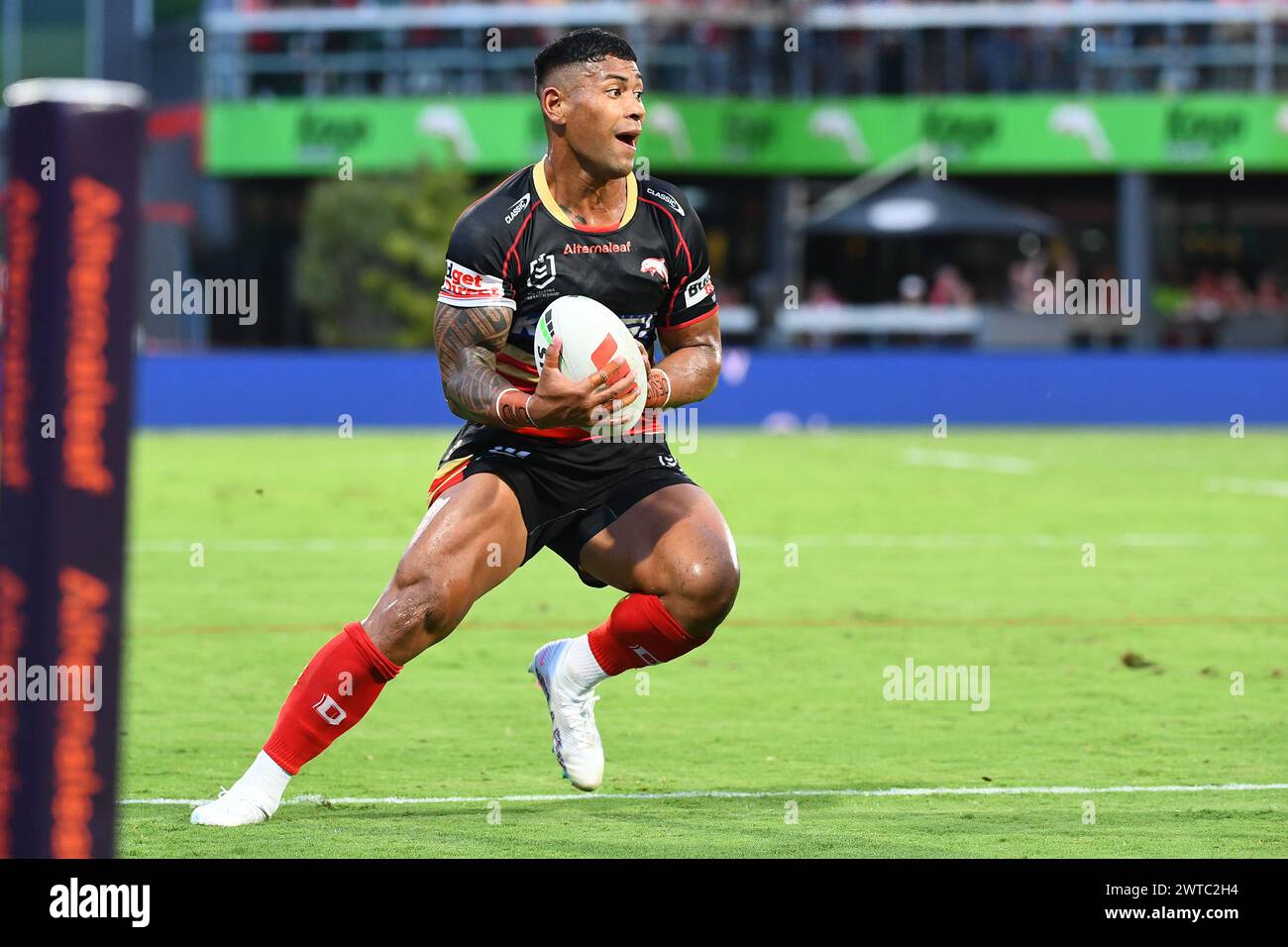 Brisbane, Australia. 17th Mar, 2024. Jamayne Isaako of the Dolphins ...