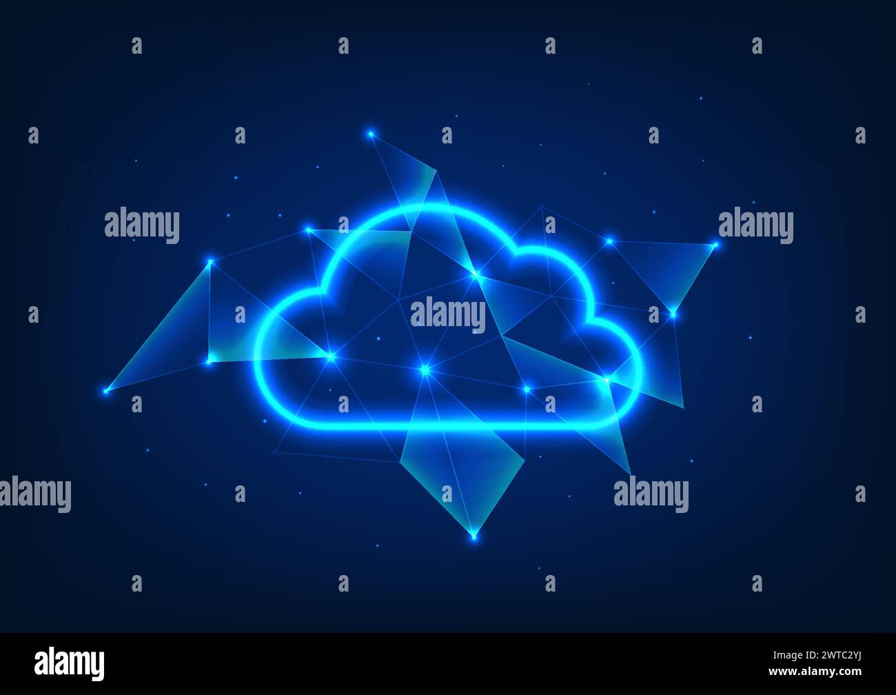 Cloud technology Clouds with light all around and connected lines ...