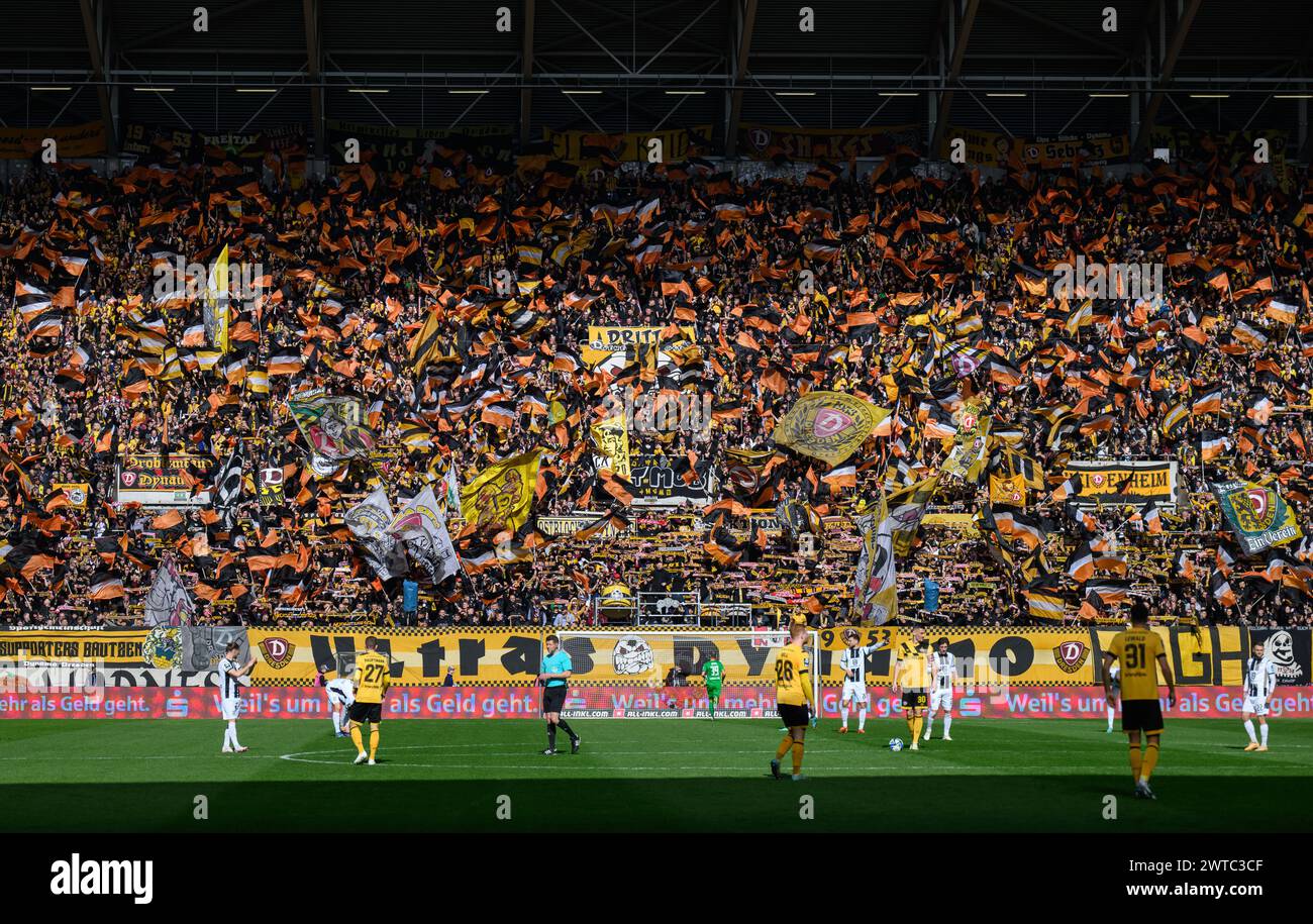Dresden, Germany. 16th Mar, 2024. Soccer: 3rd division, SG Dynamo ...