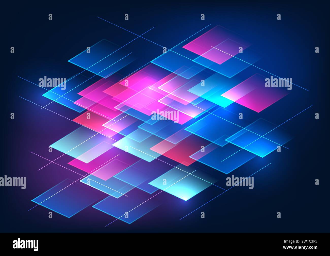 Abstract technology background geometric shape The squares are placed ...