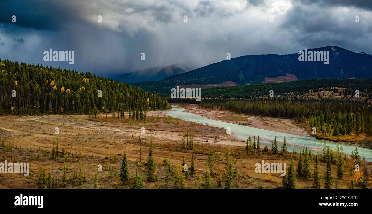 An aerial of a river in Green Valley with Mountains in Background in ...