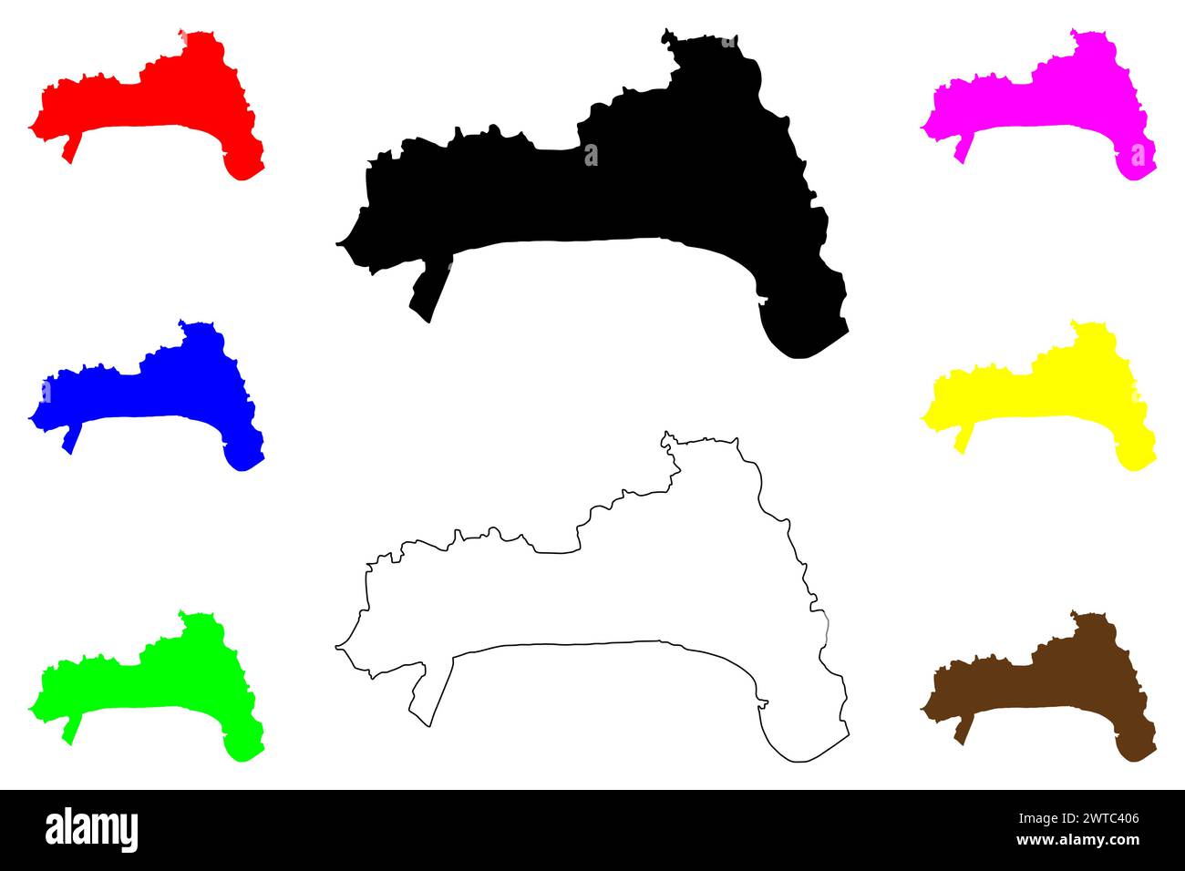 Haining city (People's Republic of China, PRC) map vector illustration ...