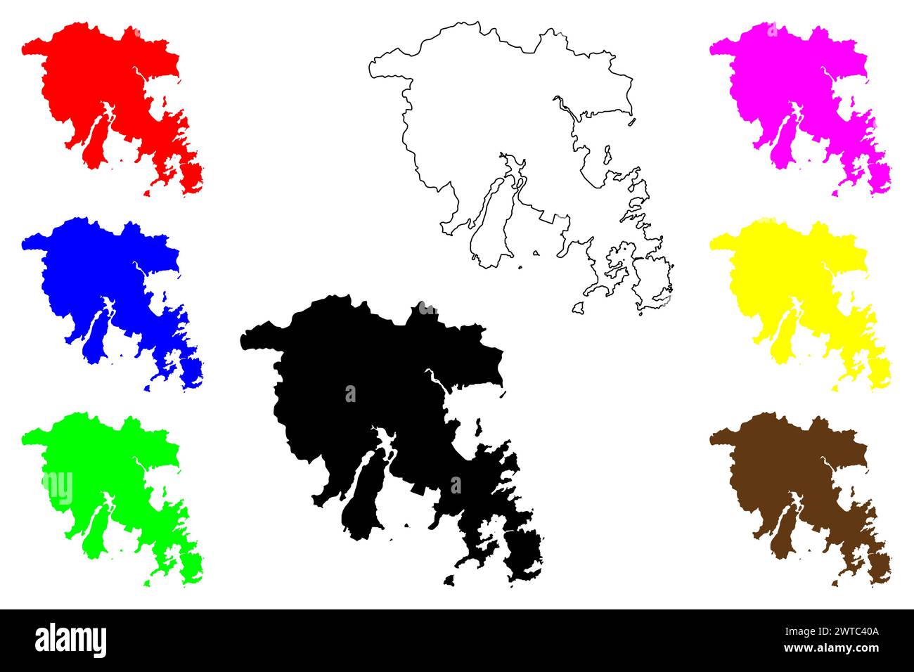 Fuqing city (People's Republic of China, PRC) map vector illustration ...