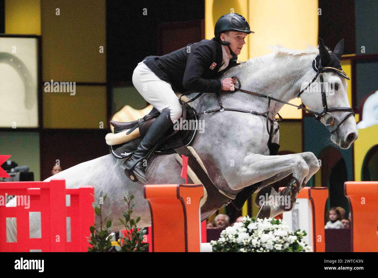 Paris, France. 16th Mar, 2024. David MOSER (AUT) riding Chocolat Blanc ...