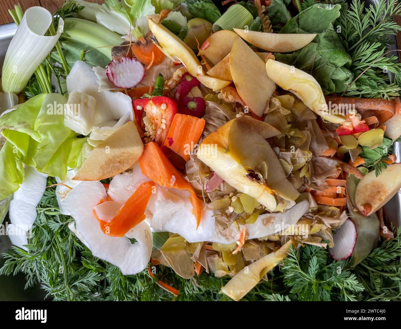 Organic waste after cooking in the kitchen for the composter in the ...