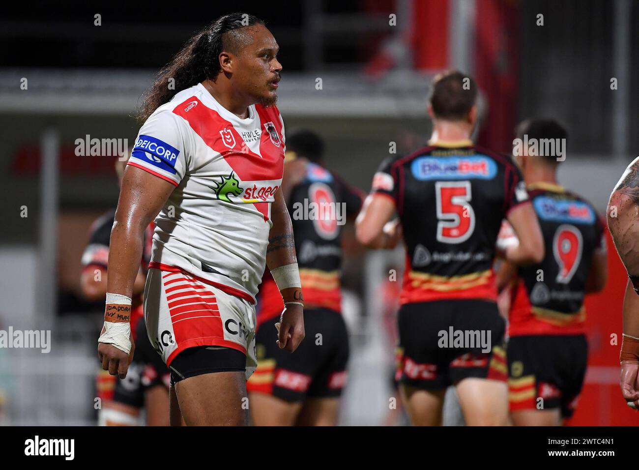 Brisbane, Australia. 17th Mar, 2024. Luciano Leilua of the Dragons ...