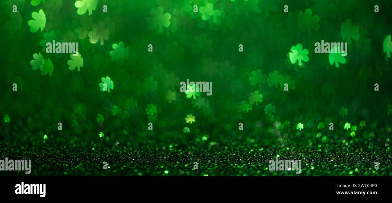 banner Abstract green background with clover leaves highlights. Spring ...