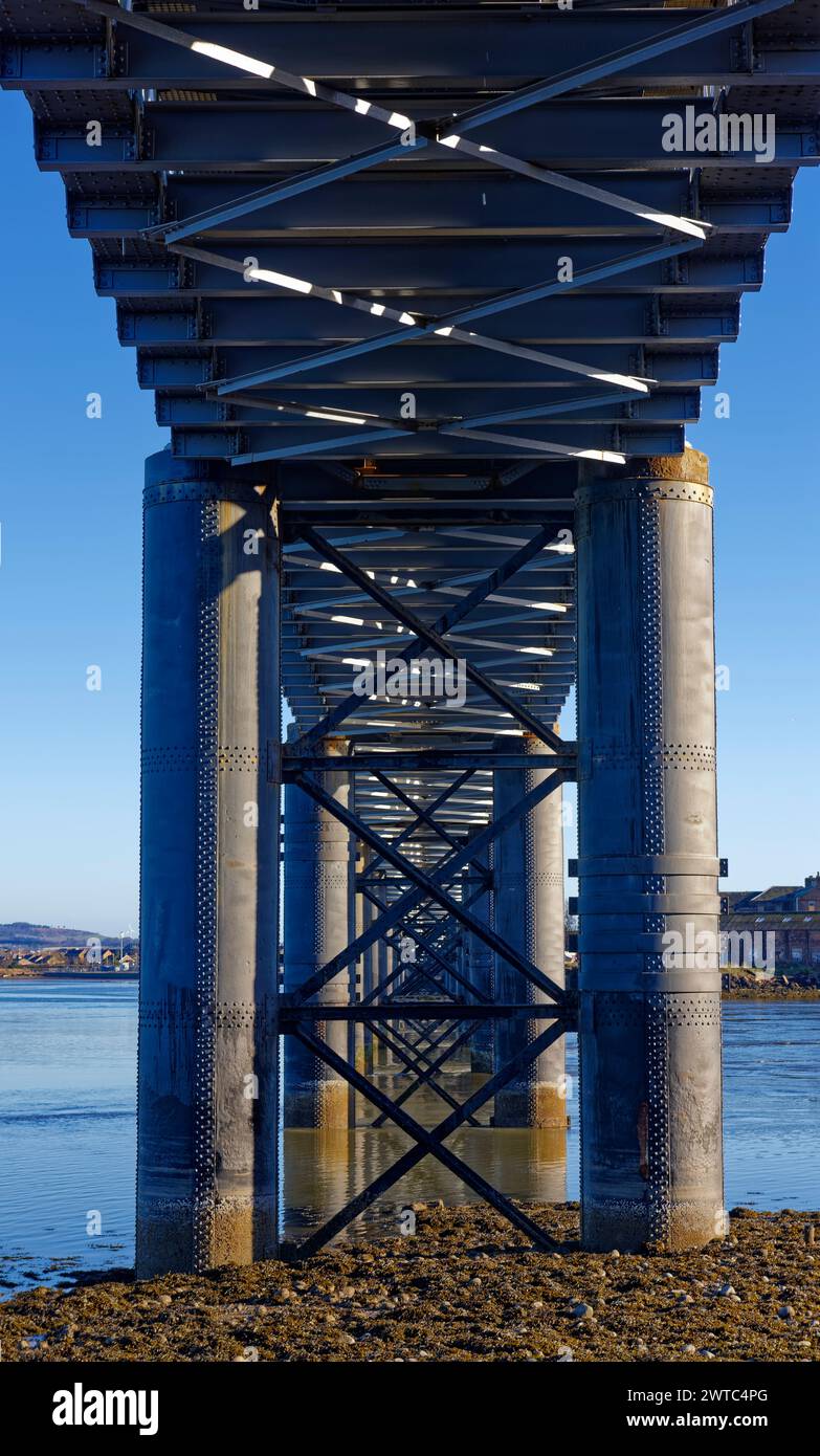 Looking through the Cross braced Cylindrical Piers filled with concrete ...