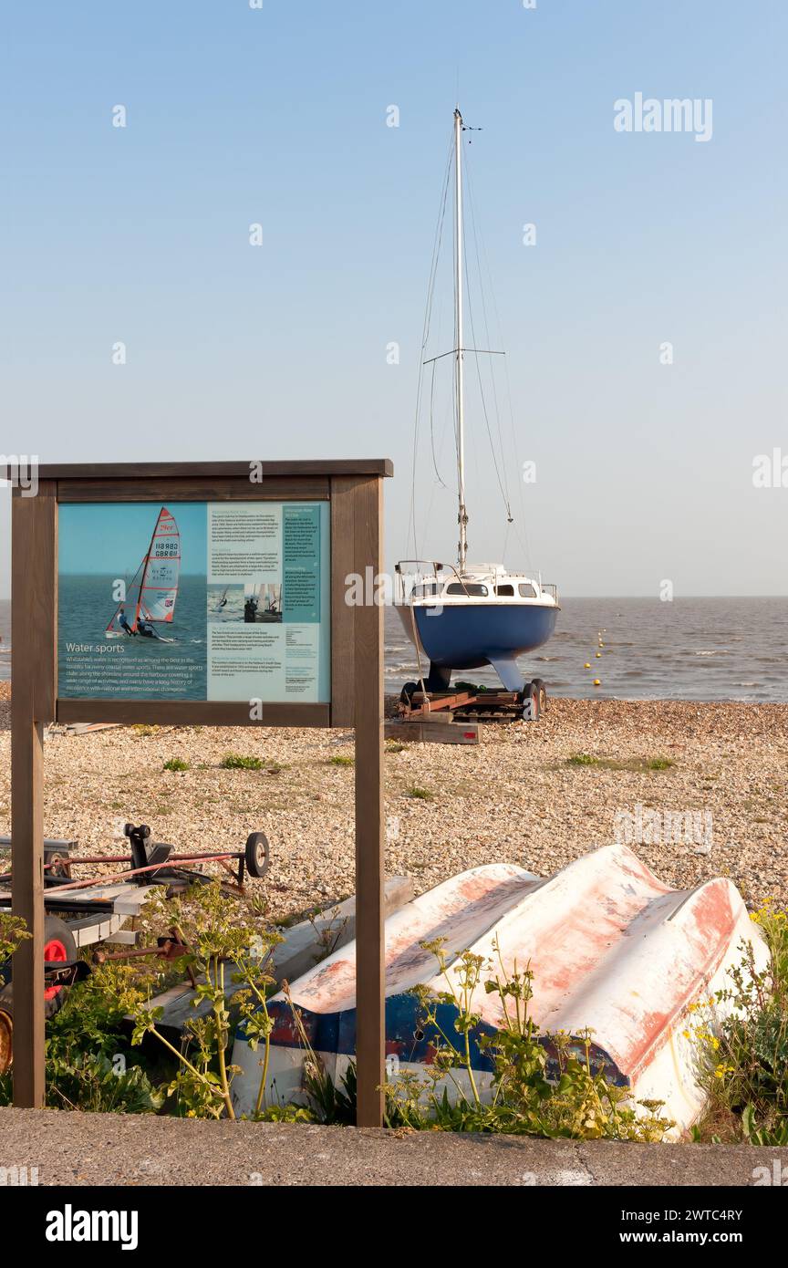 WHITSTABLE, KENT, UK - APRIL 30, 2011: View of the beach with ...