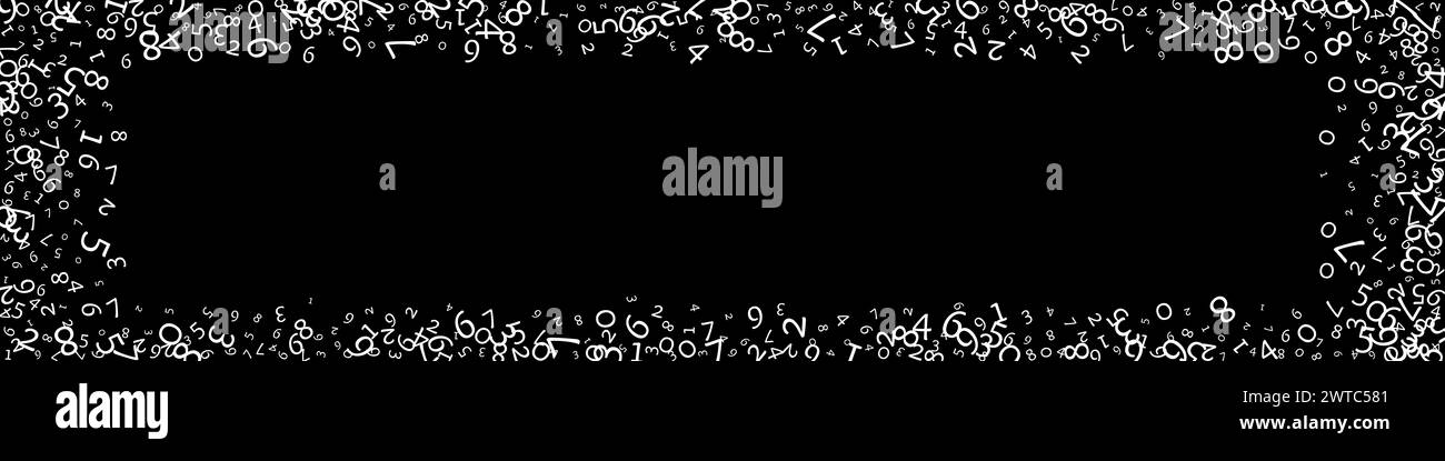 Falling numbers, big data concept. Binary white messy flying digits ...