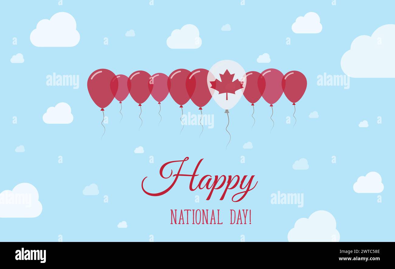 Canada Independence Day Sparkling Patriotic Poster. Row of Balloons in ...