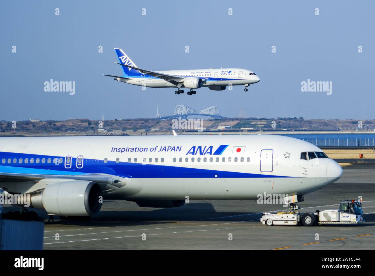 Tokyo, Japan. 16th Mar, 2024. All Nippon Airways (ANA) airplanes seen ...