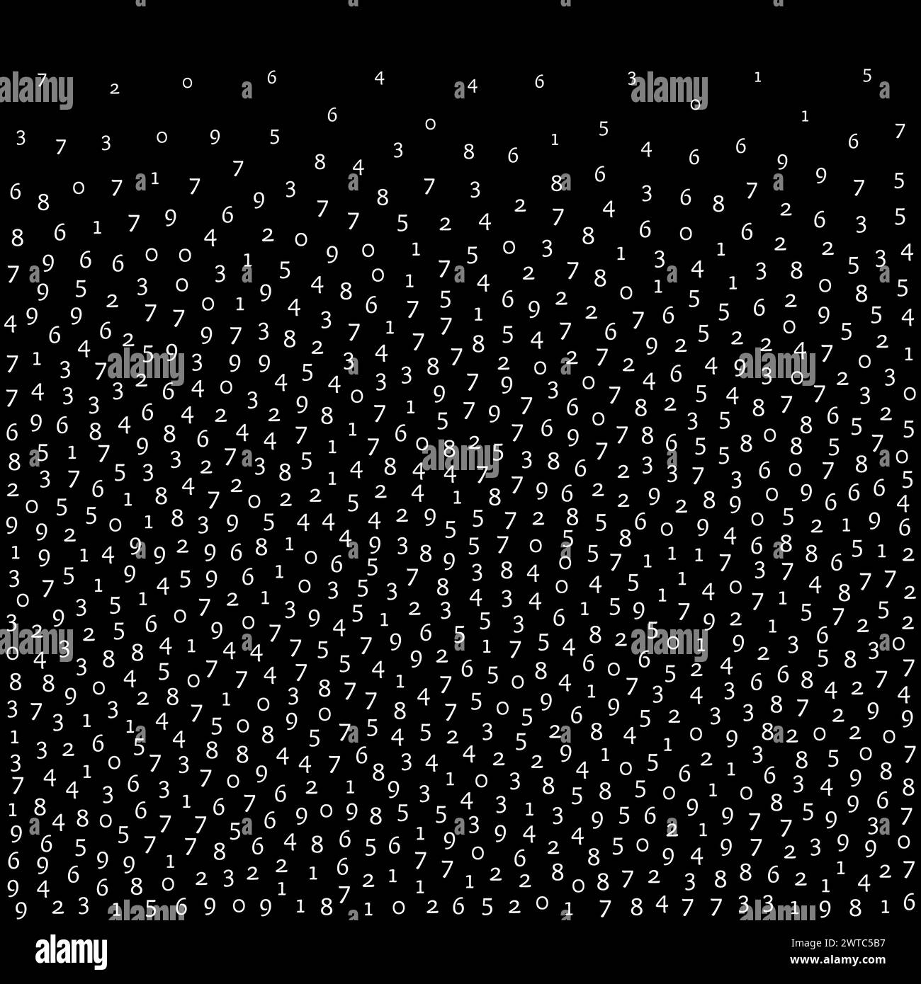 Falling numbers, big data concept. Binary white orderly flying digits. Magnificent futuristic ...