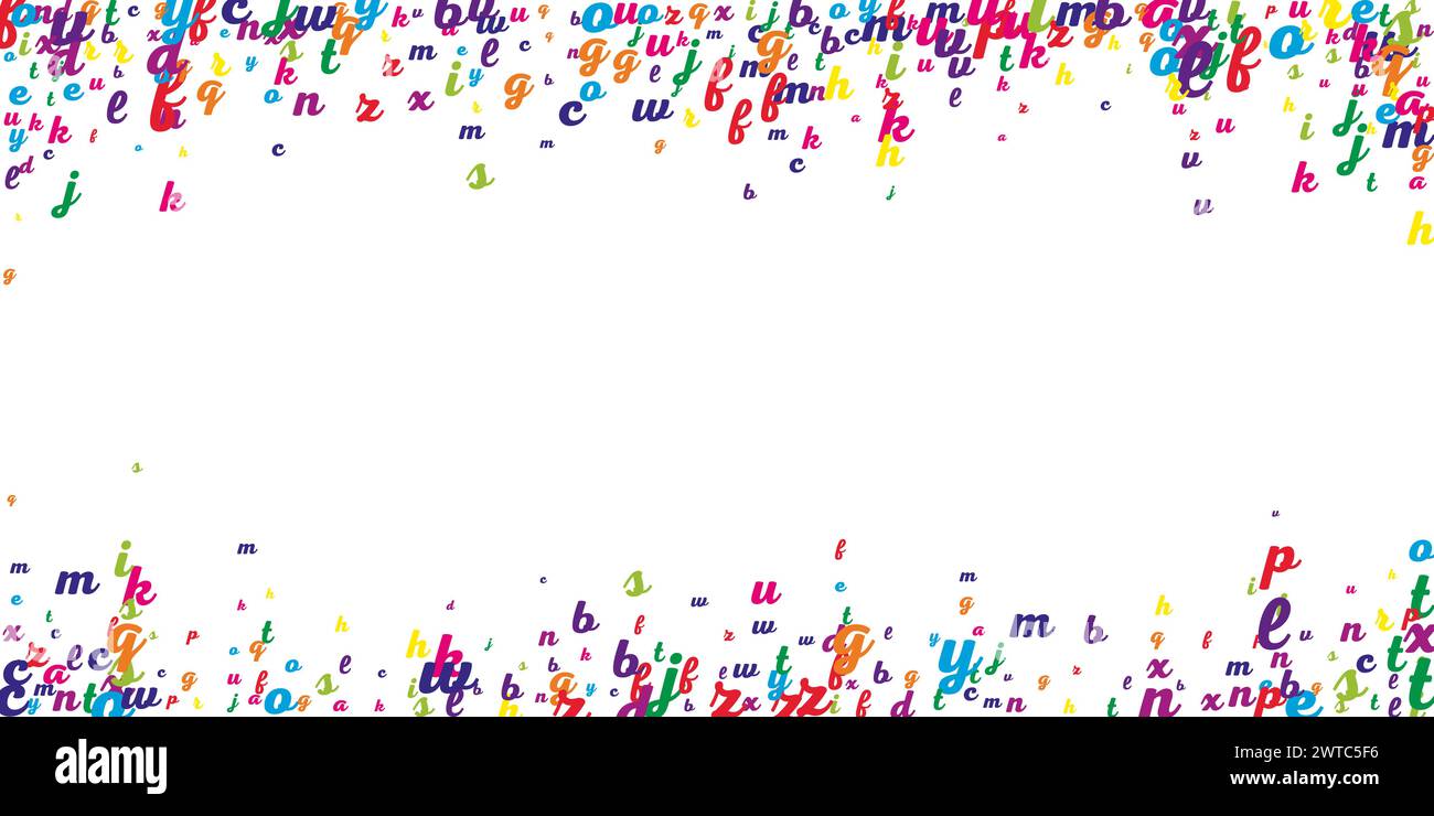 Scattered letters of latin alphabet. Colorful childish floating ...