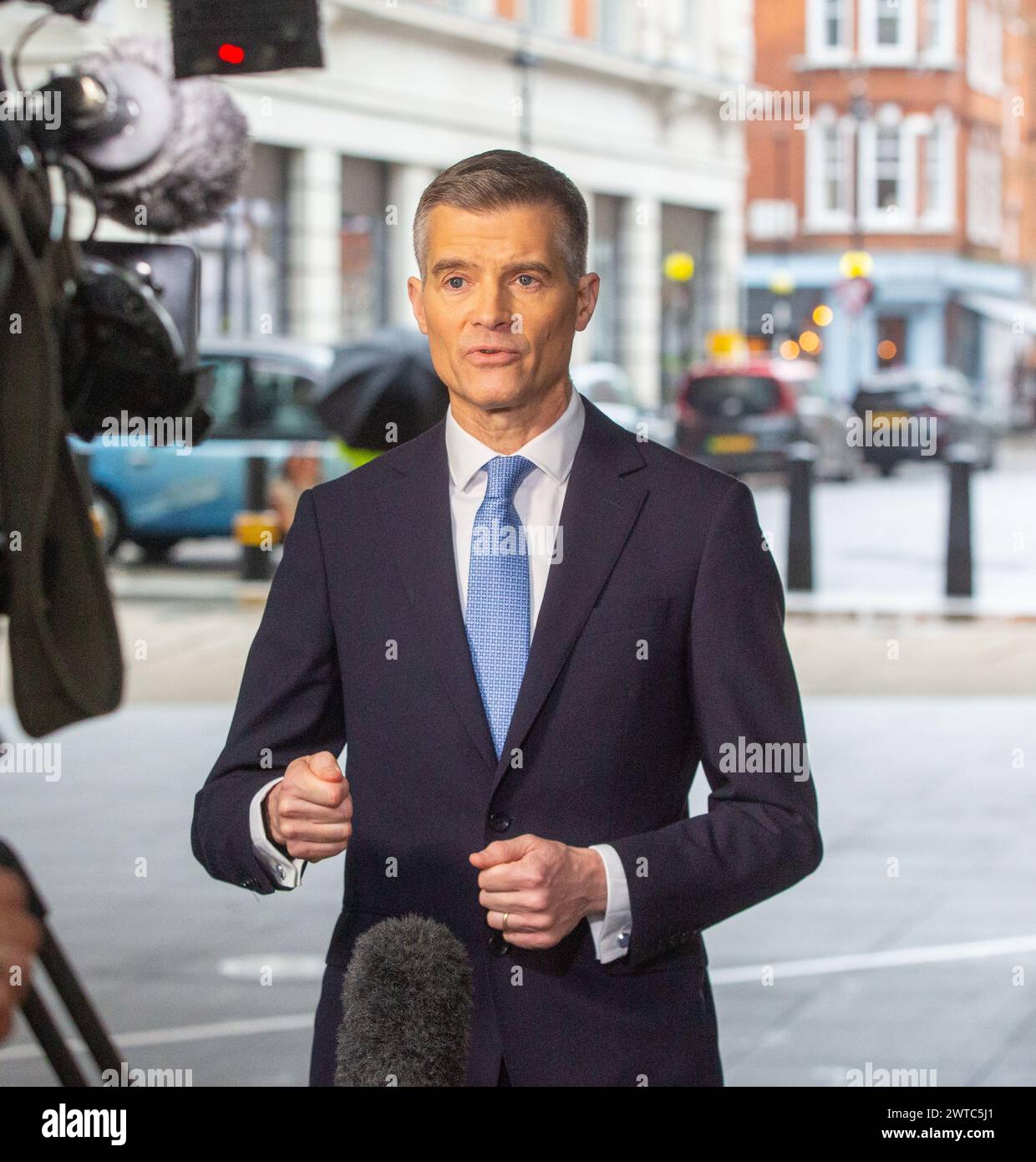 London, UK. March 17 2024. Secretary of State for Transport Mark Harper ...