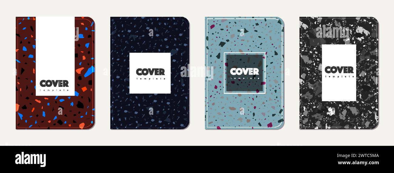 School notebook cover design. Terrazzo abstract background made of ...