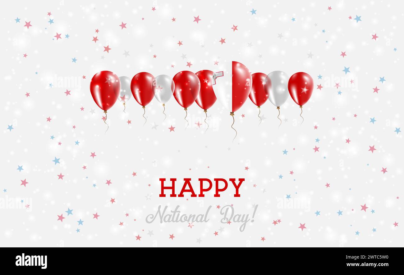 Malta Independence Day Sparkling Patriotic Poster. Row of Balloons in ...