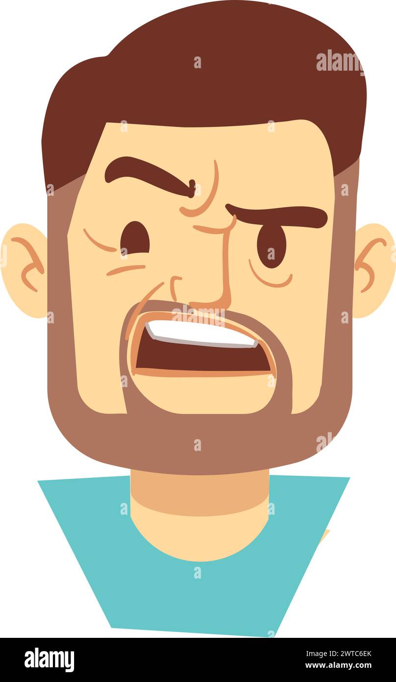 Shouting Angry Man Face Cartoon Head Expression Stock Vector Image And Art Alamy