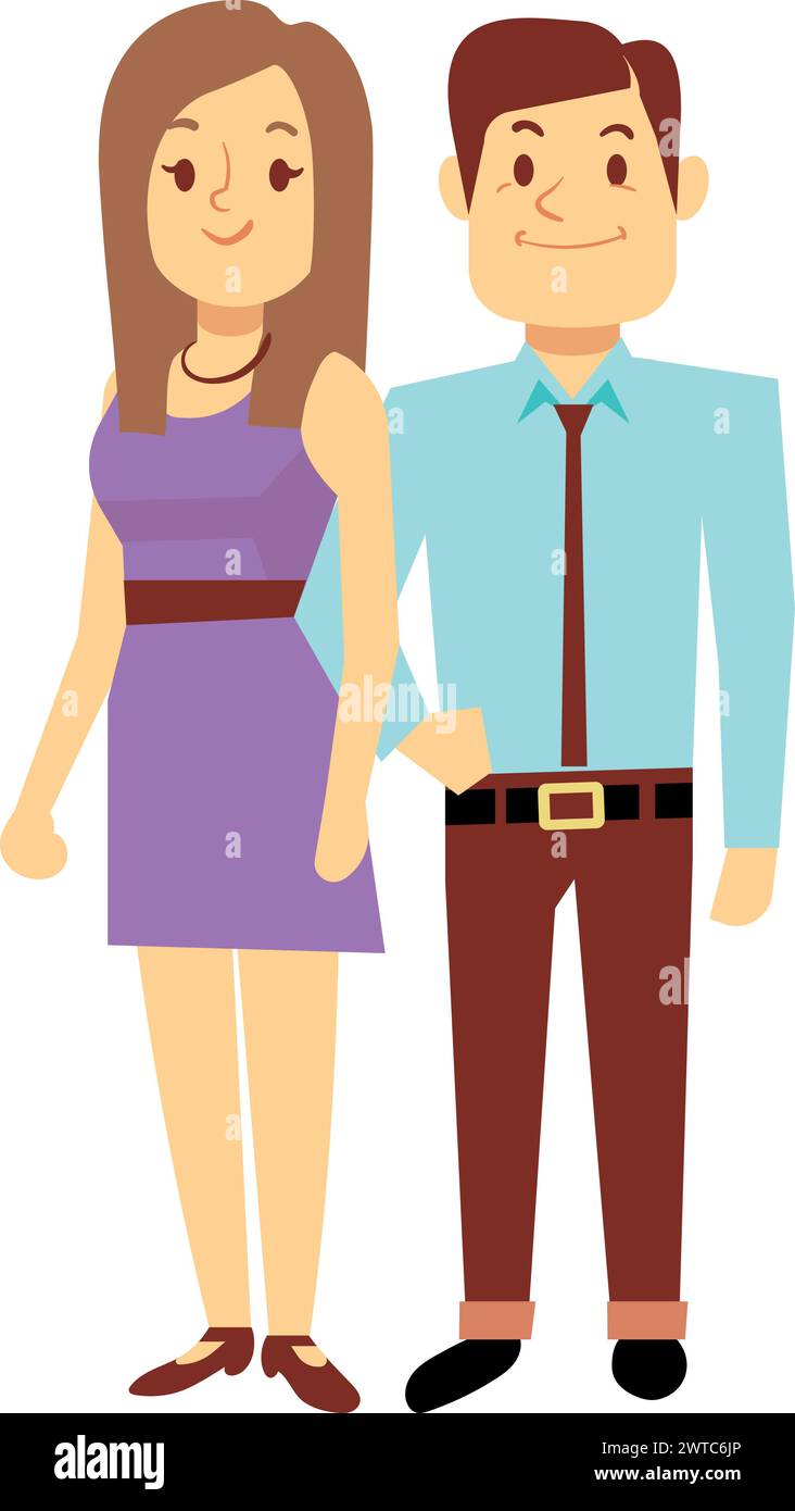 Happy couple together. Man and woman relationship cartoon characters ...