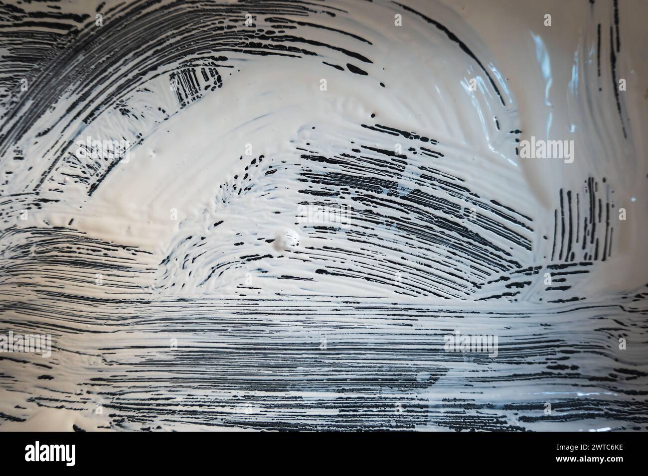 White paint residue in paint tray during home renovation Stock Photo ...