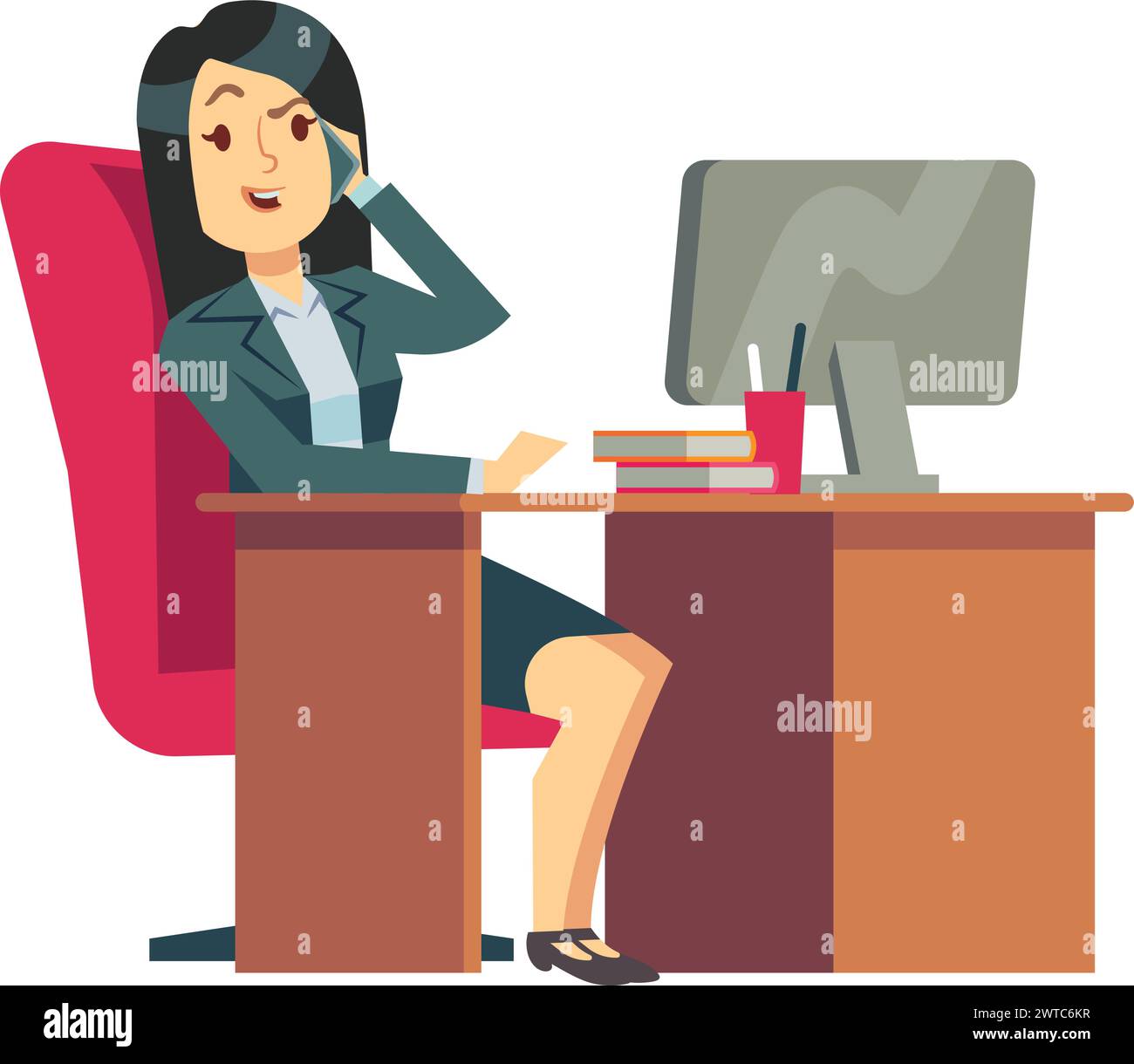 Female executive on mobile Stock Vector Images - Alamy