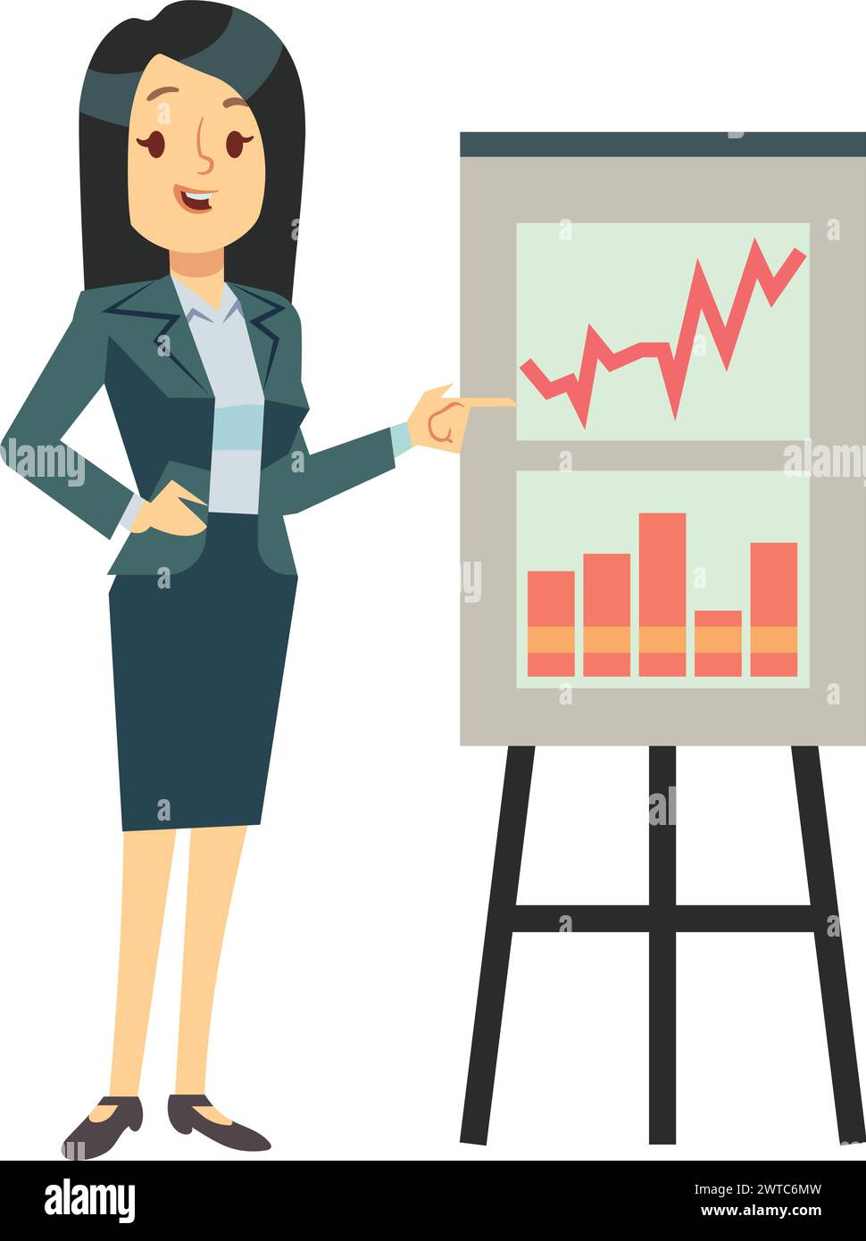 Business woman show presentation. Female office worker Stock Vector ...