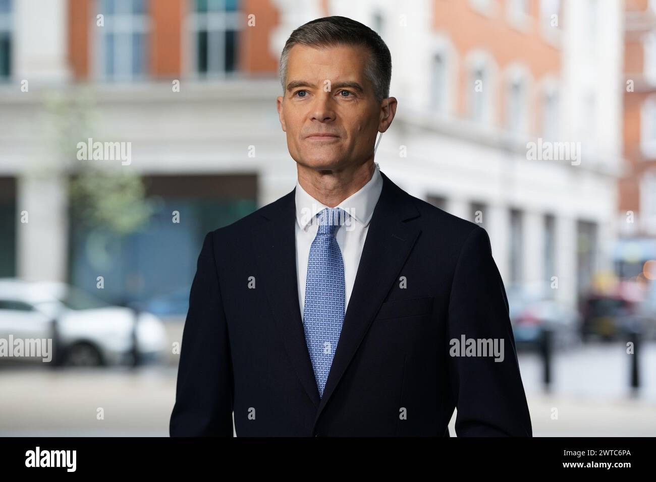 Transport Secretary Mark Harper speaks to the media outside BBC ...