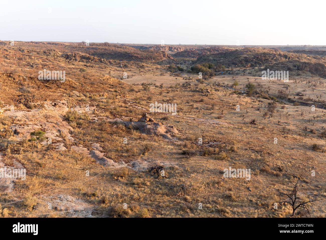 Landscape at confluence Shashe river at border between Zimbabwe ...