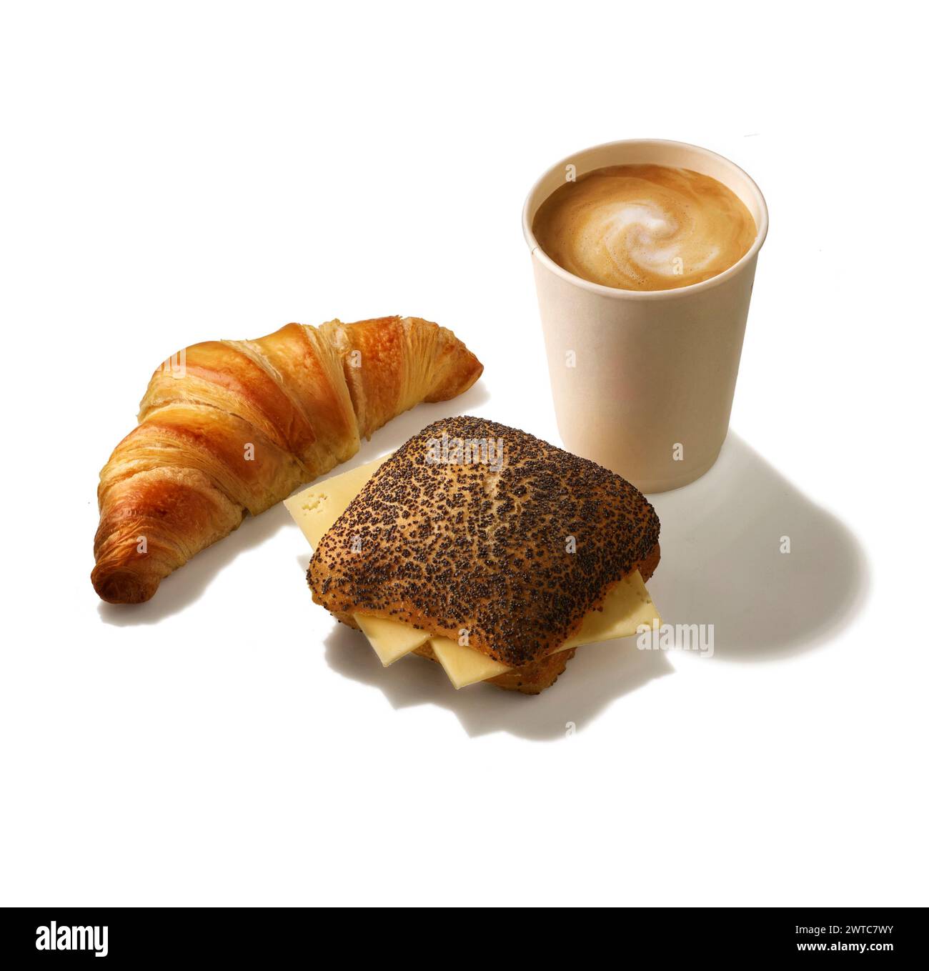 Fast food isolated on white background. top view. closeup of junk foods ...