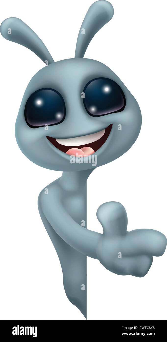 Alien Grey Gray Fun Cartoon Character Stock Vector Image & Art - Alamy