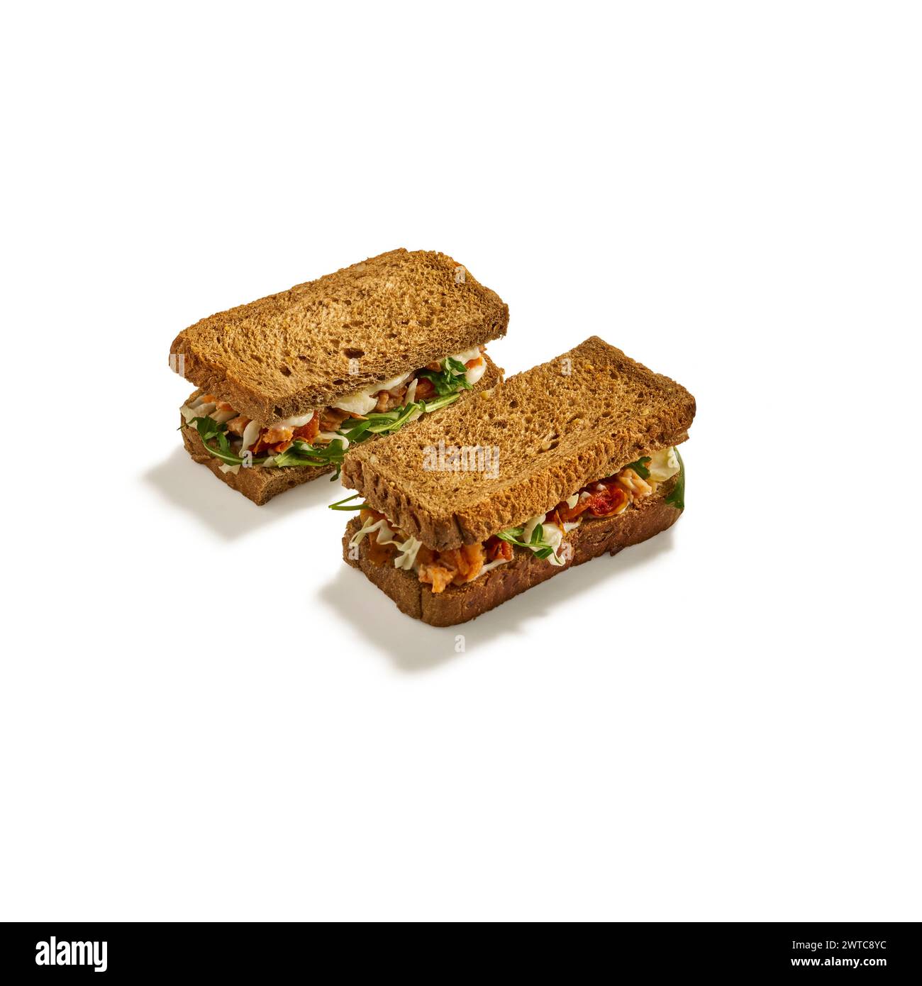 Fast food isolated on white background. sandwich top view. closeup of ...