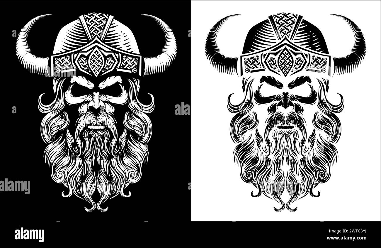 Viking Warrior Man Strong Mascot Face in Helmet Stock Vector Image ...