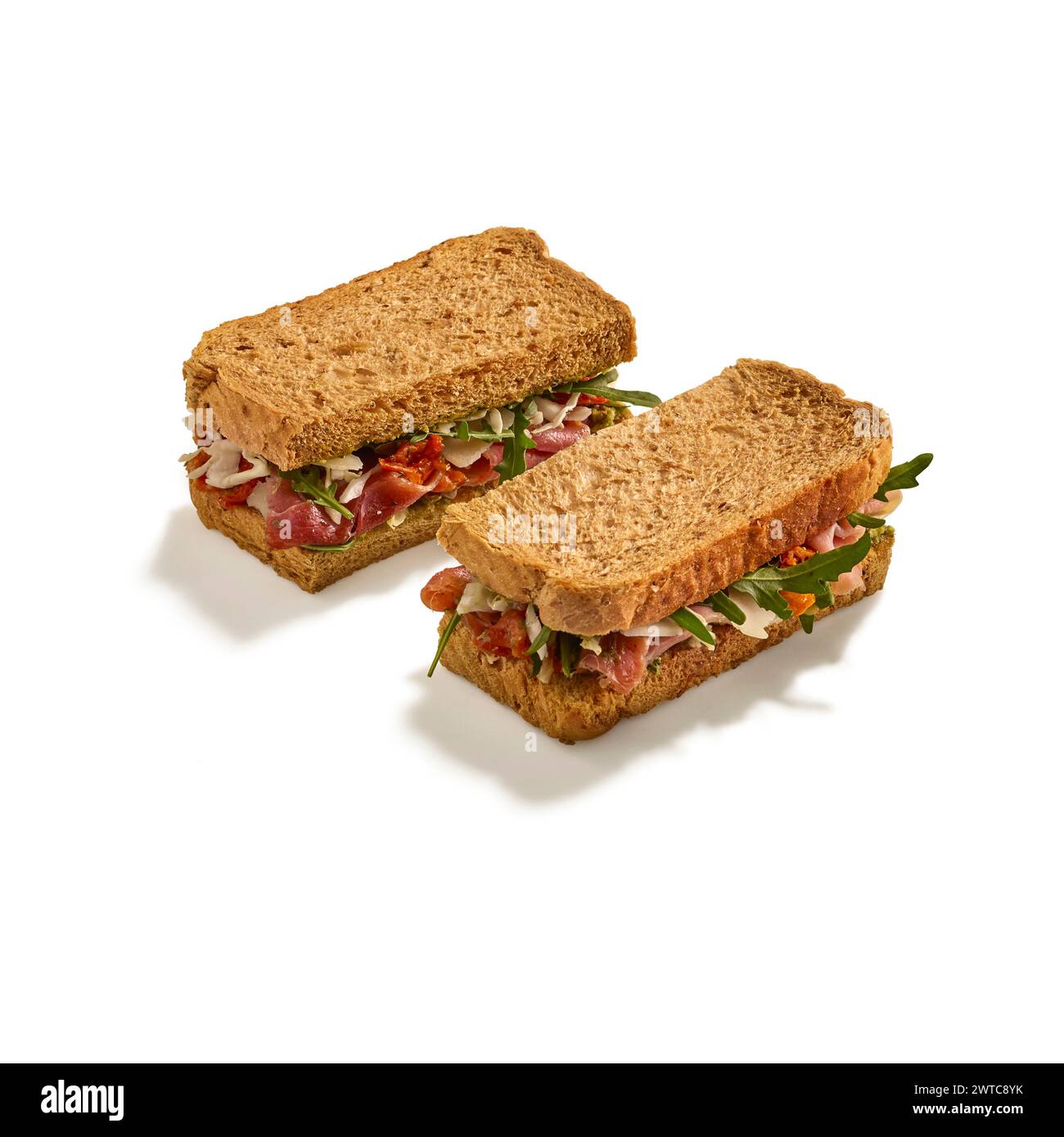 Fast food isolated on white background. sandwich top view. closeup of ...