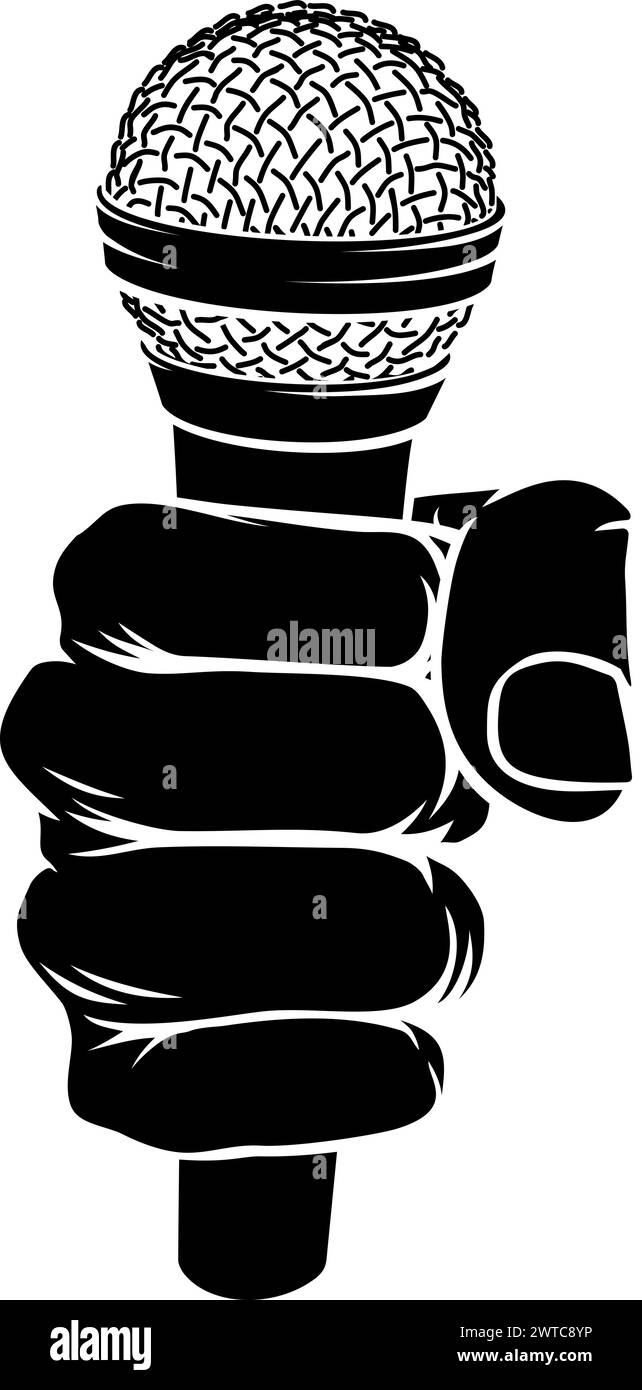 Fist Hand Holding Mic Microphone Cartoon Icon Stock Vector Image & Art ...
