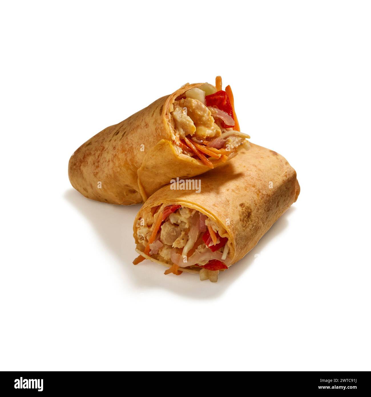 Fast food isolated on white background. vegetable roll top view ...