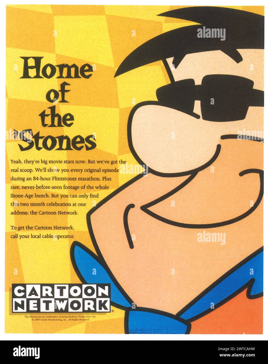 1994 Cartoon Network ad - Home of the Stones - The Flintstones Stock ...