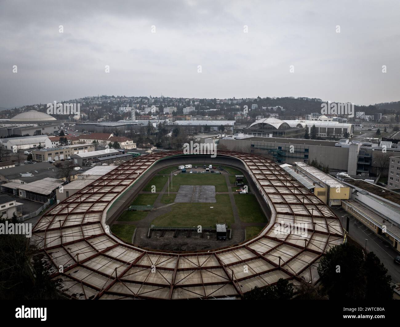 Aerial view of the Velodrom stadium in Brno, Czech Republic Stock Photo ...