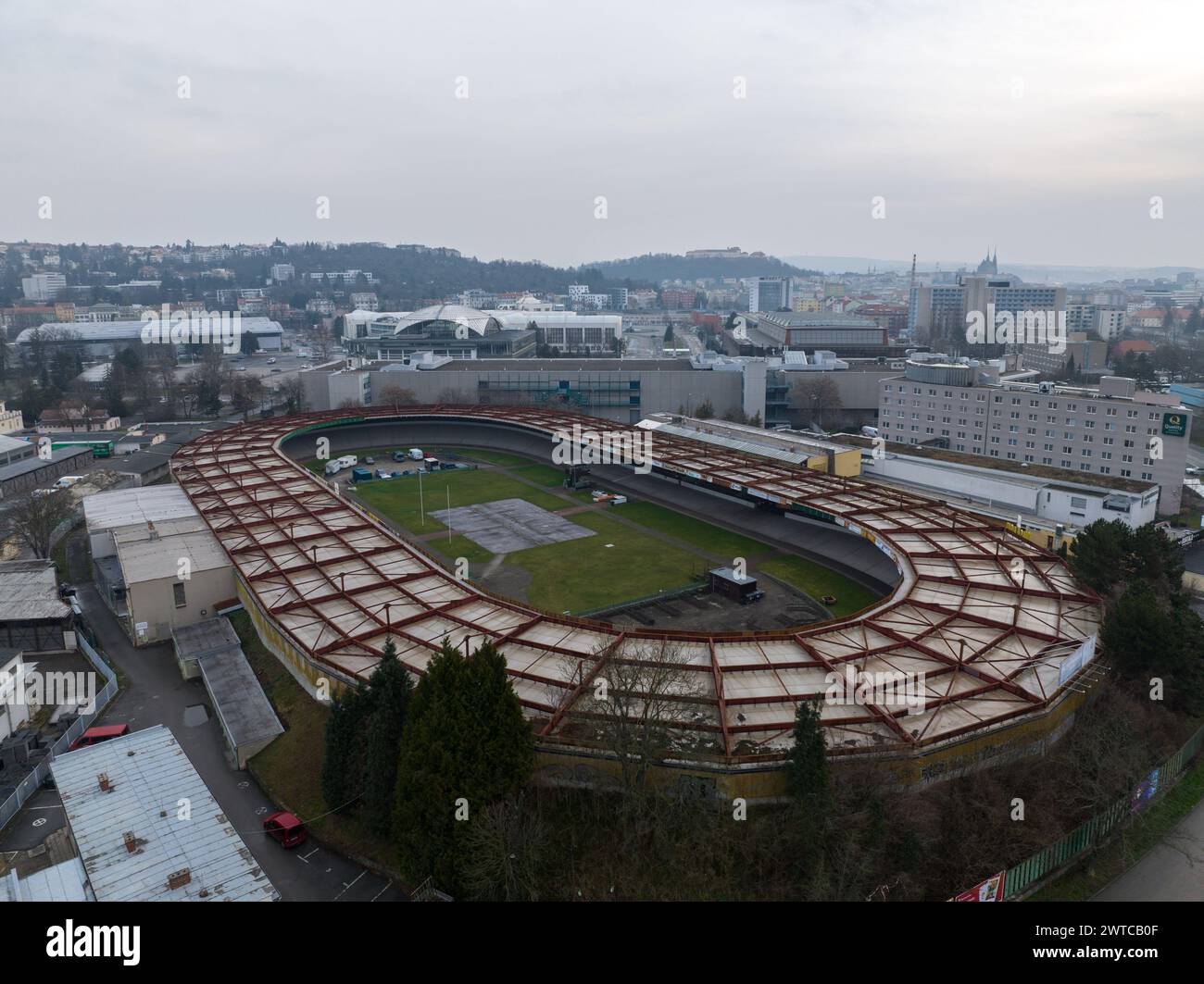 Aerial view of the Velodrom stadium in Brno, Czech Republic Stock Photo ...