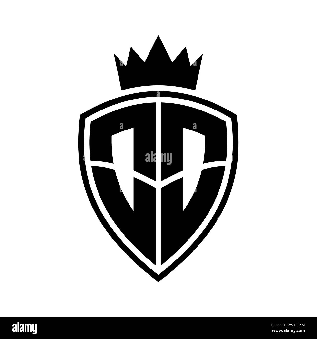 OO Letter bold monogram with shield and crown outline shape with black ...